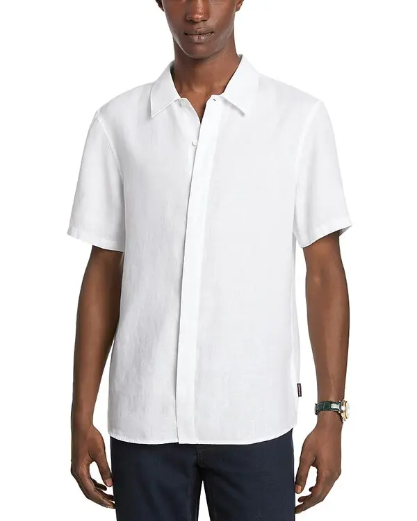 Michael Kors Classic Linen Point Collar Shirt - White