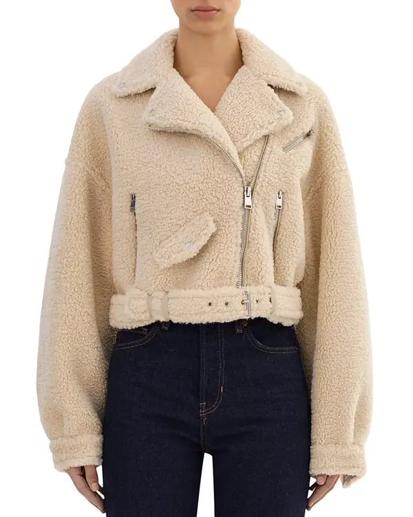 LAMARQUE Cropped Sherpa Biker Jacket