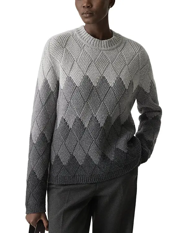 Theory Wool Cashmere Faux Weave Sweater