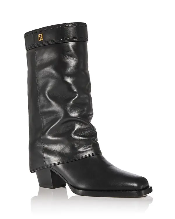 Fendi Leather Mid-calf Boots - Black