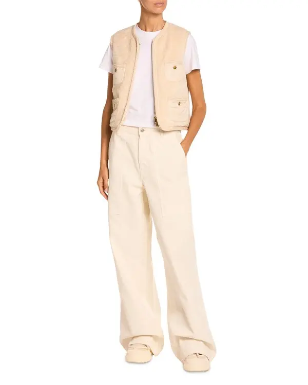 Moncler Braided Trim Teddy Down Vest - Cream