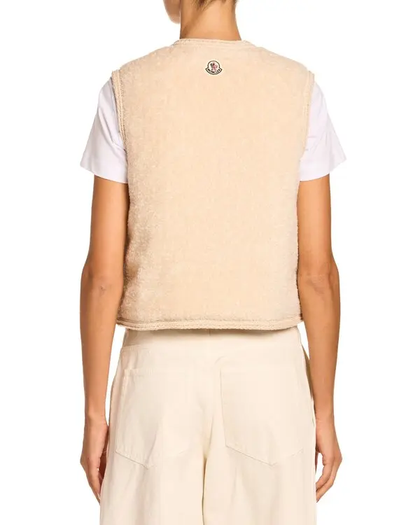 Moncler Braided Trim Teddy Down Vest - Cream