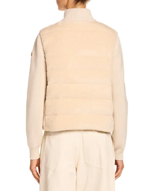 Moncler Padded Teddy & Wool Zip-up Cardigan - Cream