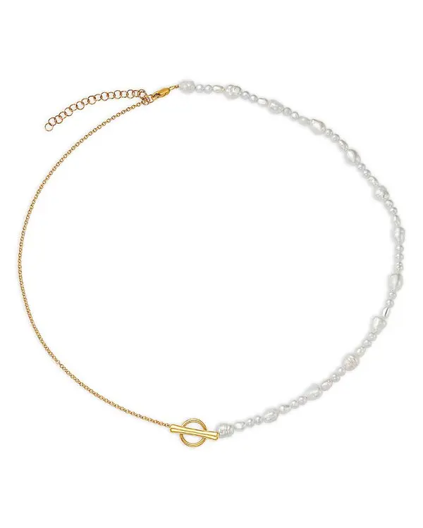 MOON & MEADOW 14k Yellow Freshwater Pearl Toggle Necklace - Gold