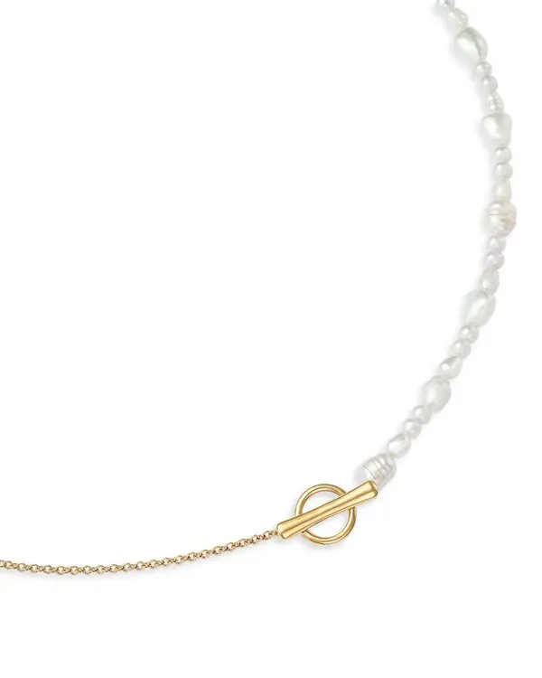 MOON & MEADOW 14k Yellow Freshwater Pearl Toggle Necklace