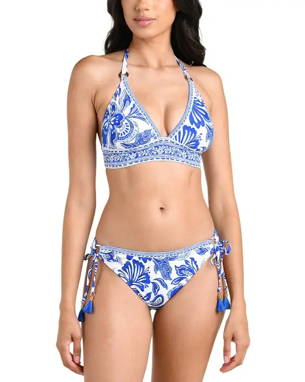 La Blanca Botanical Brocade Hipster Bikini Bottom - Lapis