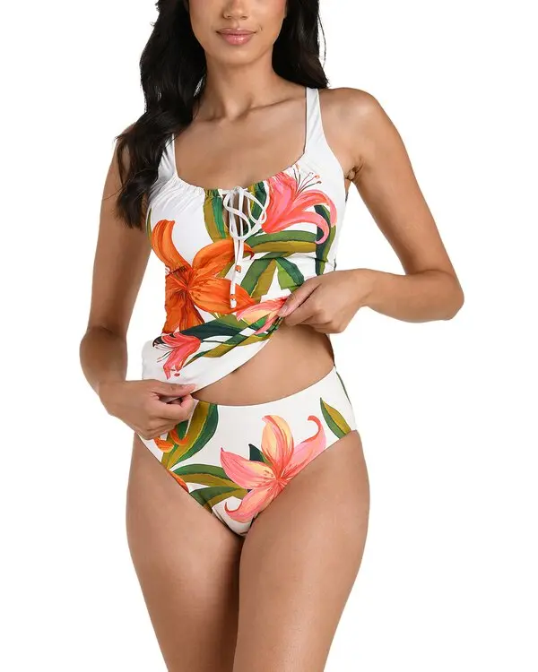 La Blanca Jungle Blossoms Mid-rise Bikini Bottom - Multi