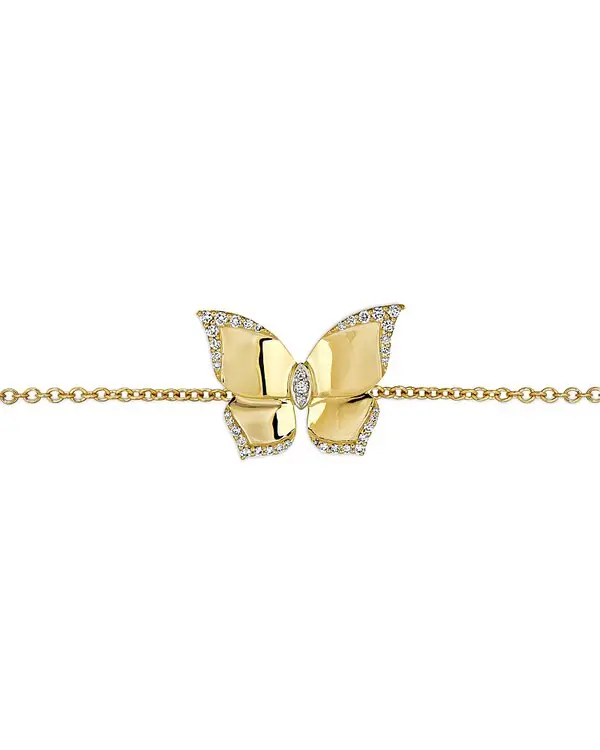 Piranesi 18k Yellow Butterfly Diamond Chain Bracelet - Gold