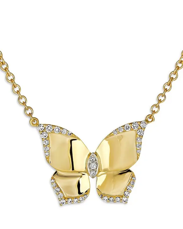 Piranesi 18k Yellow Butterfly Diamond Pendant Necklace - Gold