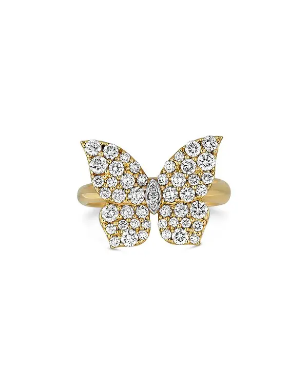 Piranesi 18k Yellow Butterfly Diamond Oro Ring - Gold