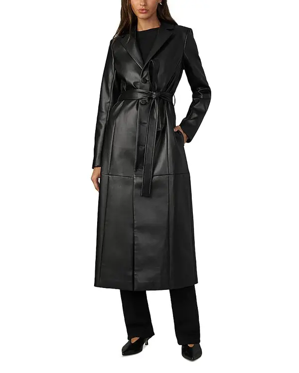 Joe's Jeans Faux Leather Tie Detailed Coat
