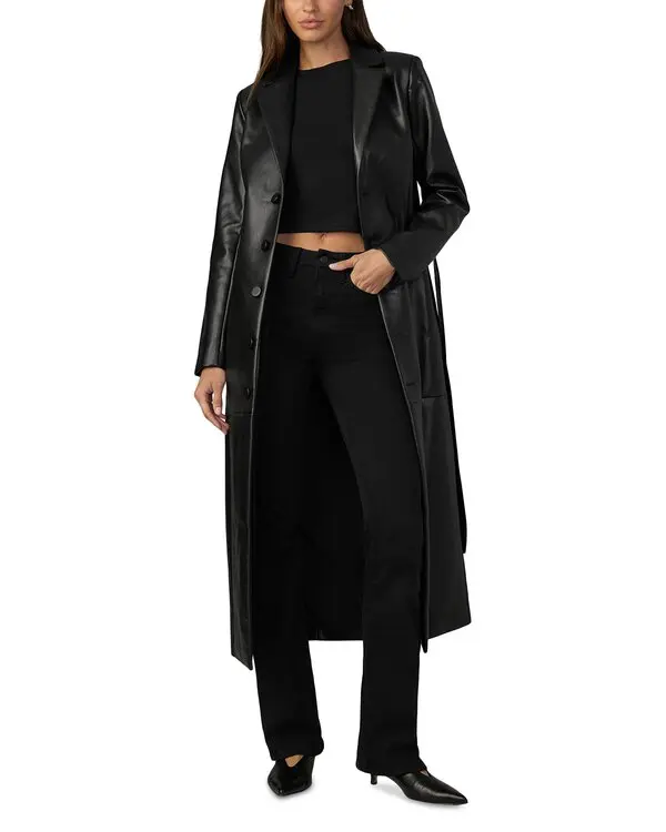 Joe's Jeans Faux Leather Tie Detailed Coat