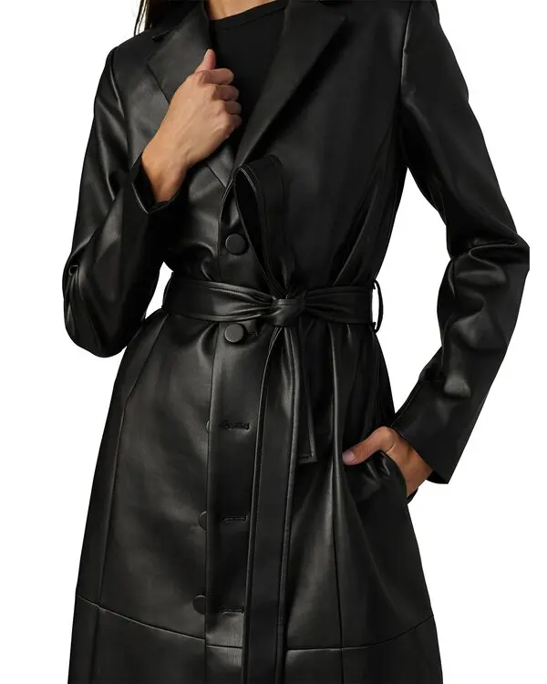 Joe's Jeans Faux Leather Tie Detailed Coat