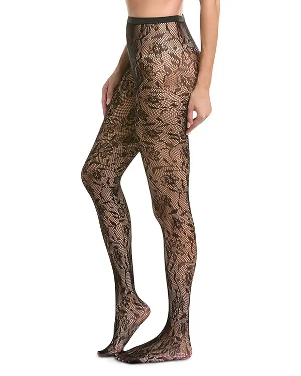 HIGH HEEL JUNGLE Venise Lace Fishnet Tights - Black