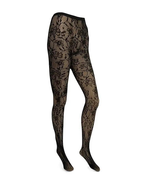 HIGH HEEL JUNGLE Venise Lace Fishnet Tights - Black