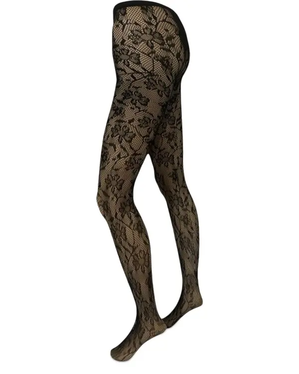 HIGH HEEL JUNGLE Venise Lace Fishnet Tights - Black