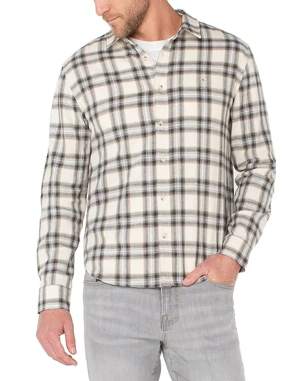 LIVERPOOL Long Sleeved Curved Yoke Regular Fit Button Down Shirt - Ivory/gray Multi