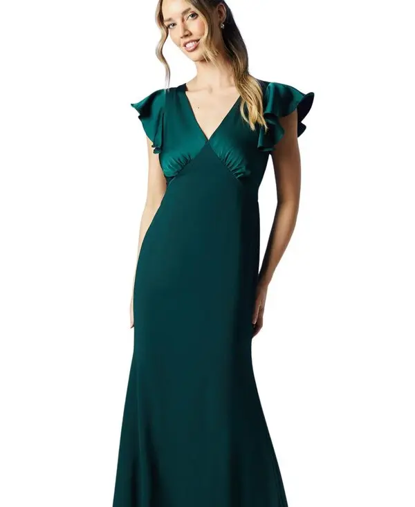Coast V-neck Angel Sleeve Maxi Dress - Emerald