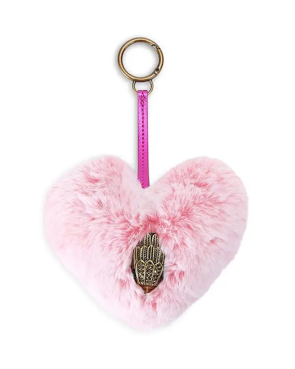 Kurt Geiger Heart Faux Fur Bag Charm - Pink