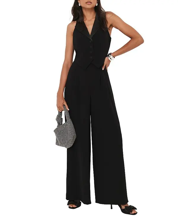 Mint Velvet Tuxedo Wide Leg Jumpsuit - Black