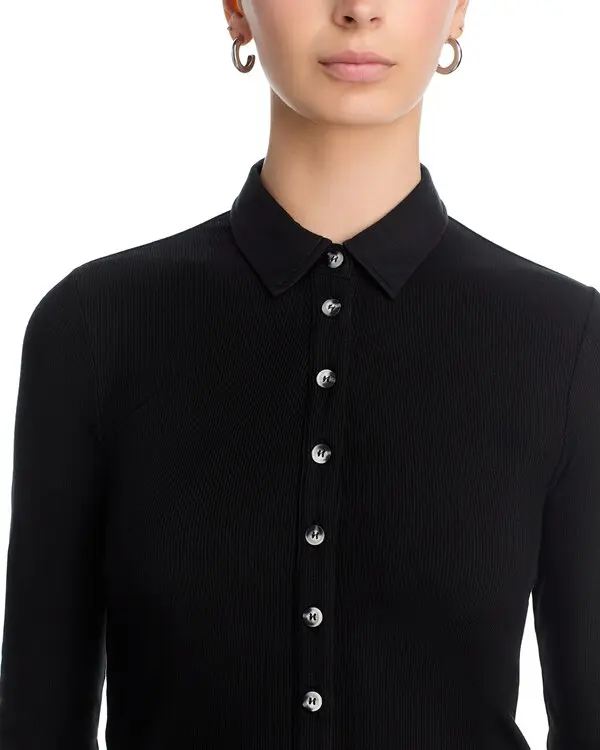 PERFECTWHITETEE Amee Luxe Ribbed Button Polo