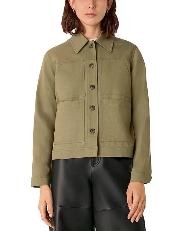 Whistles Mia Four Pocket Button Jacket - Khaki