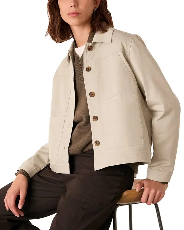 Whistles Mia Four Pocket Button Jacket - Taupe