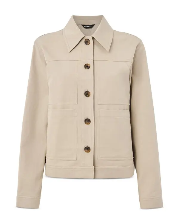 Whistles Mia Four Pocket Button Jacket - Taupe