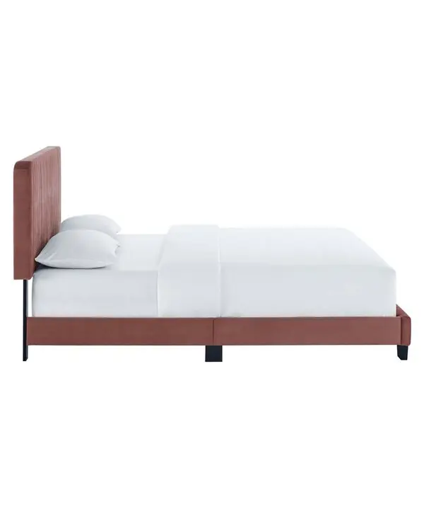 MODWAY Celine Channel Tufted Performance Velvet Platform Bed, King