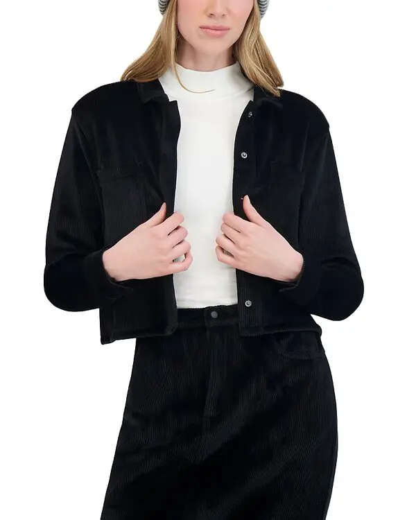 POINT Rib Knit Velour Jacket - Black