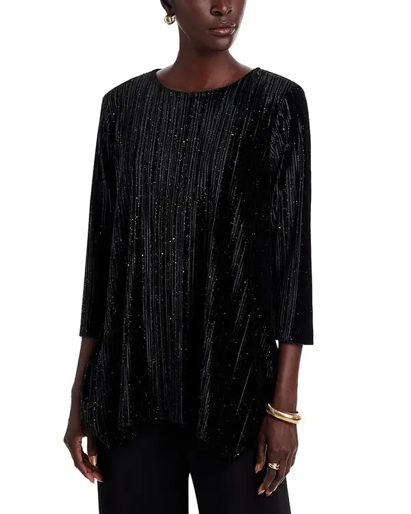 Caroline Rose Velvet Pleated Party Top