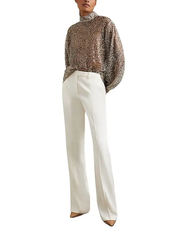 REISS Sienna Embellished High-neck Top