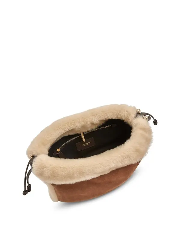 Strathberry Charlotte Midi Suede & Shearling Shoulder Bag