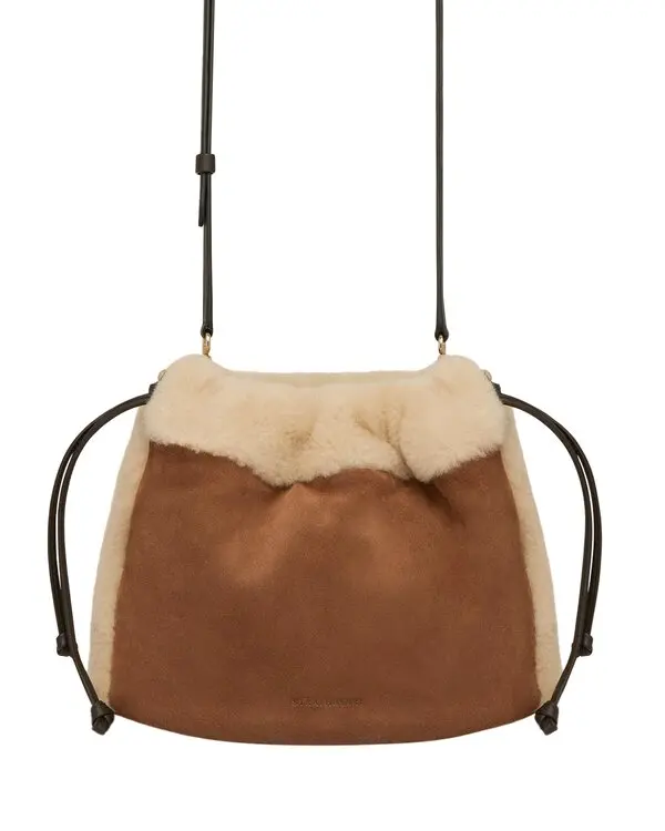 Strathberry Charlotte Midi Suede & Shearling Shoulder Bag