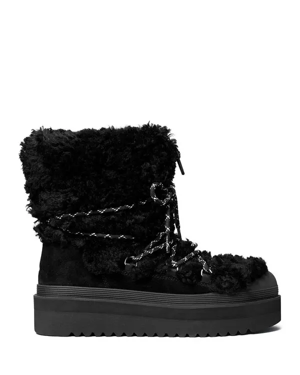 Tory Burch Mellow Shearling Embellished Ankle Boots - Perfect Black