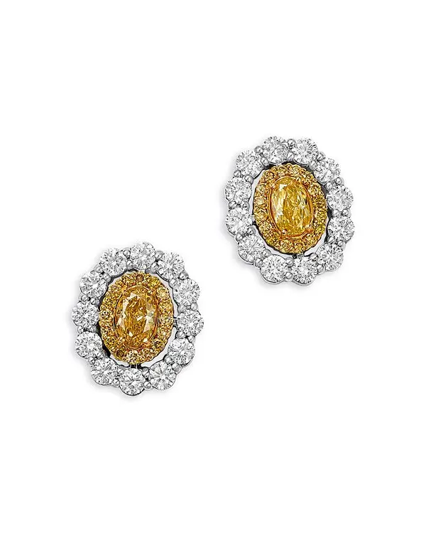 Bloomingdale'S 1.66 Tcw Diamond And 14k Gold Halo Stud Earrings - White/yellow