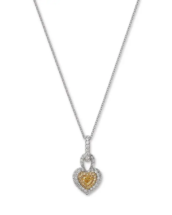 Bloomingdale'S Diamond Heart Pendant Necklace - Yellow/white