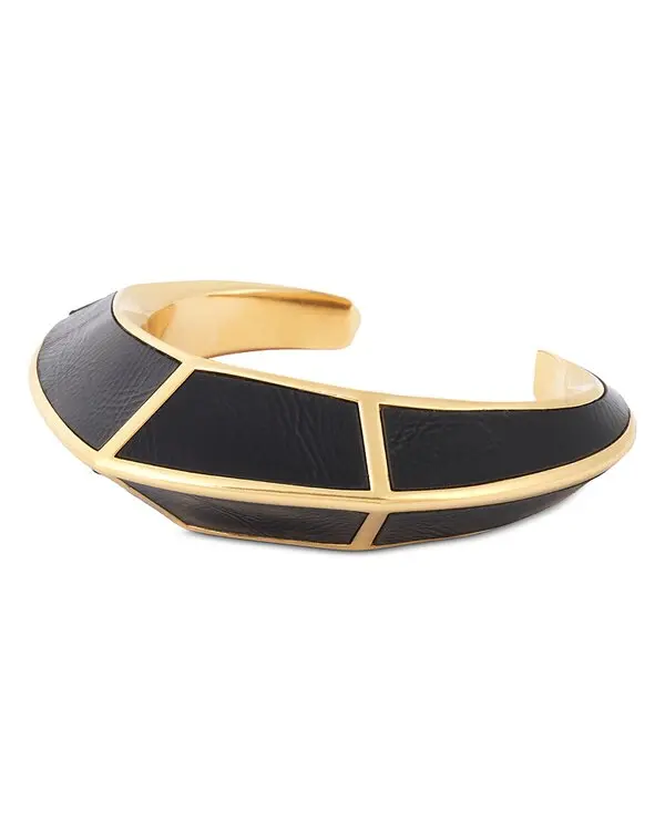 Chloé Leather Insert Bangle Bracelet - Gold/black