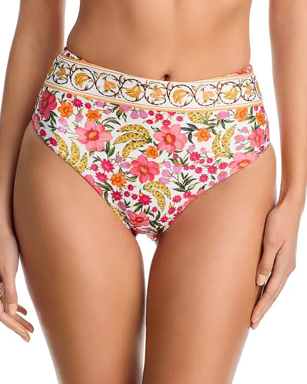 Farm Rio Banana Flowers High Waist Bikini Bottom - Off-white