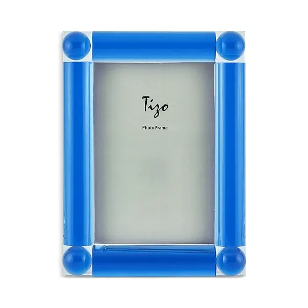 TIZO Crystal Glass Frame With Four Corner Balls, 5 X 7 - Blue