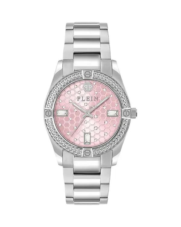 Philipp Plein Icon Chain Crystal Watch 36mm - Pink/silver