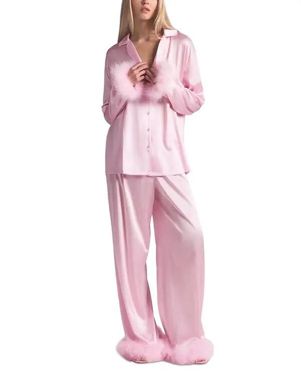 SKIMS Feather Trim Pajama Set
