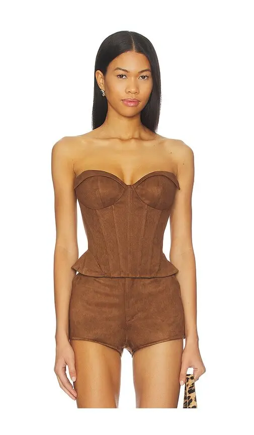 NANA JACQUELINE Hailey Corset Top - Brown