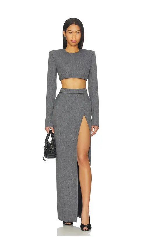 LAQUAN SMITH Long Sleeve Crop Top