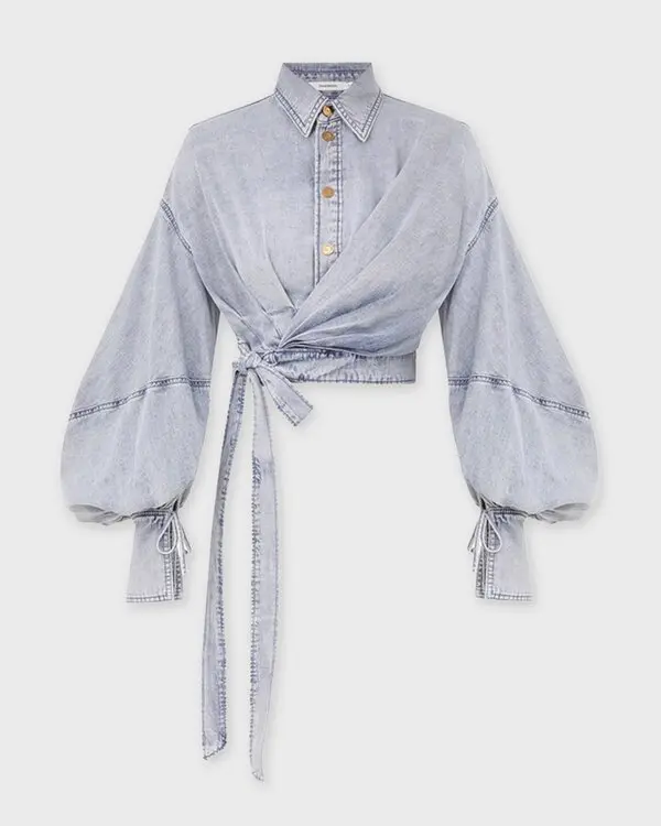 Zimmermann Wrap Blouse - Denim