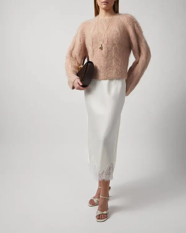 BY MALENE BIRGER Elliot Cable Knit Mohair Wool Sweater - Light Pink