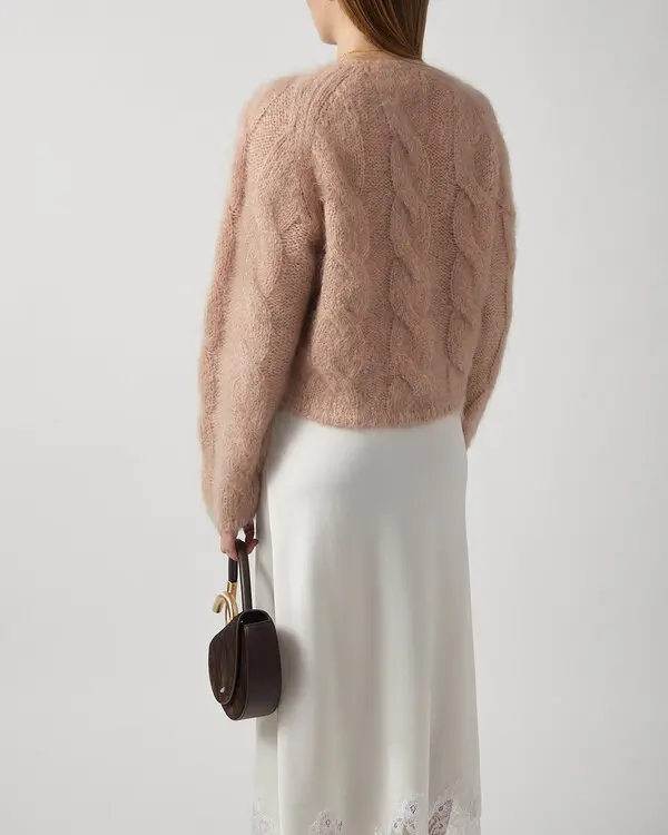 BY MALENE BIRGER Elliot Cable Knit Mohair Wool Sweater - Light Pink