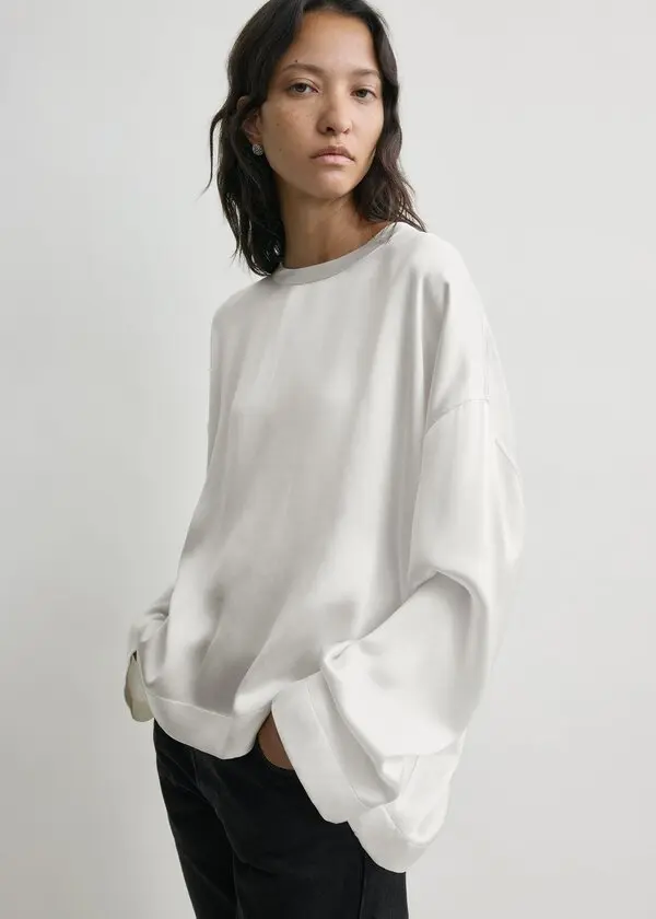 TOTEME Boxy Satin Top - White