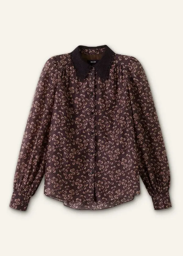 ME+EM Scallop Daisy Print Blouse With Feature Collar
