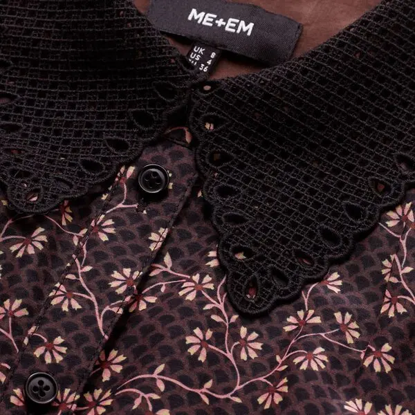 ME+EM Scallop Daisy Print Blouse With Feature Collar